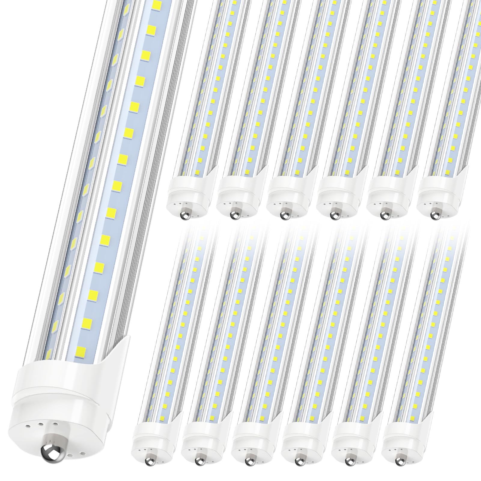 JESLED T8/T10/T12 8FT LED Tube Light, Single Pin FA8 Base, 50W 6000LM 6000K Cool White, Super ...