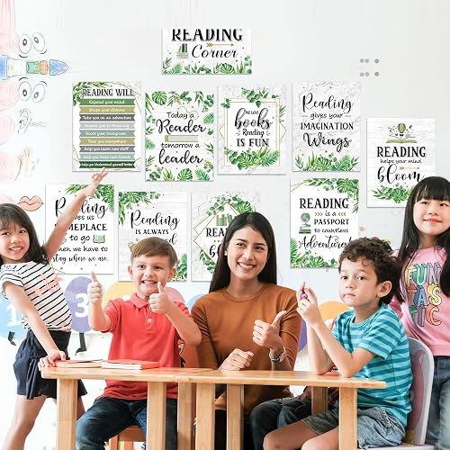Library Wall Decorations Boho Eucalyptus Reading Bulletin Board Poster ...