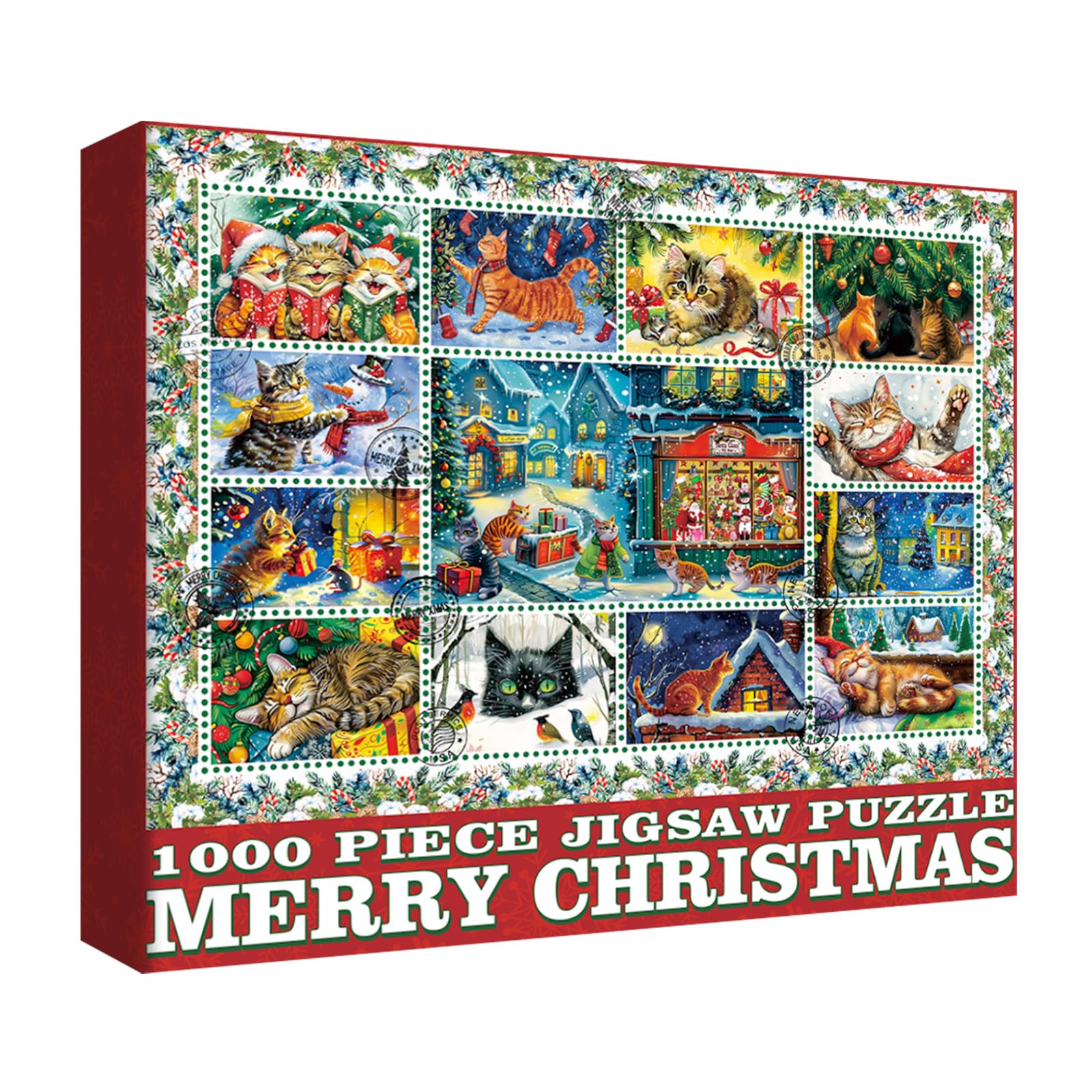 Christmas Cat Puzzle for Adults 1000 Pieces, Cute Holiday Jigsaw ...