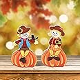 Amazon.com: 2Pcs Fall Decorations for Home, Wooden Fall Scarecrow Block ...