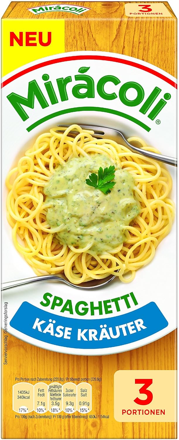 Mirácoli Spaghetti Käse Kräuter 3 Portionen, 265 g: Amazon.de ...