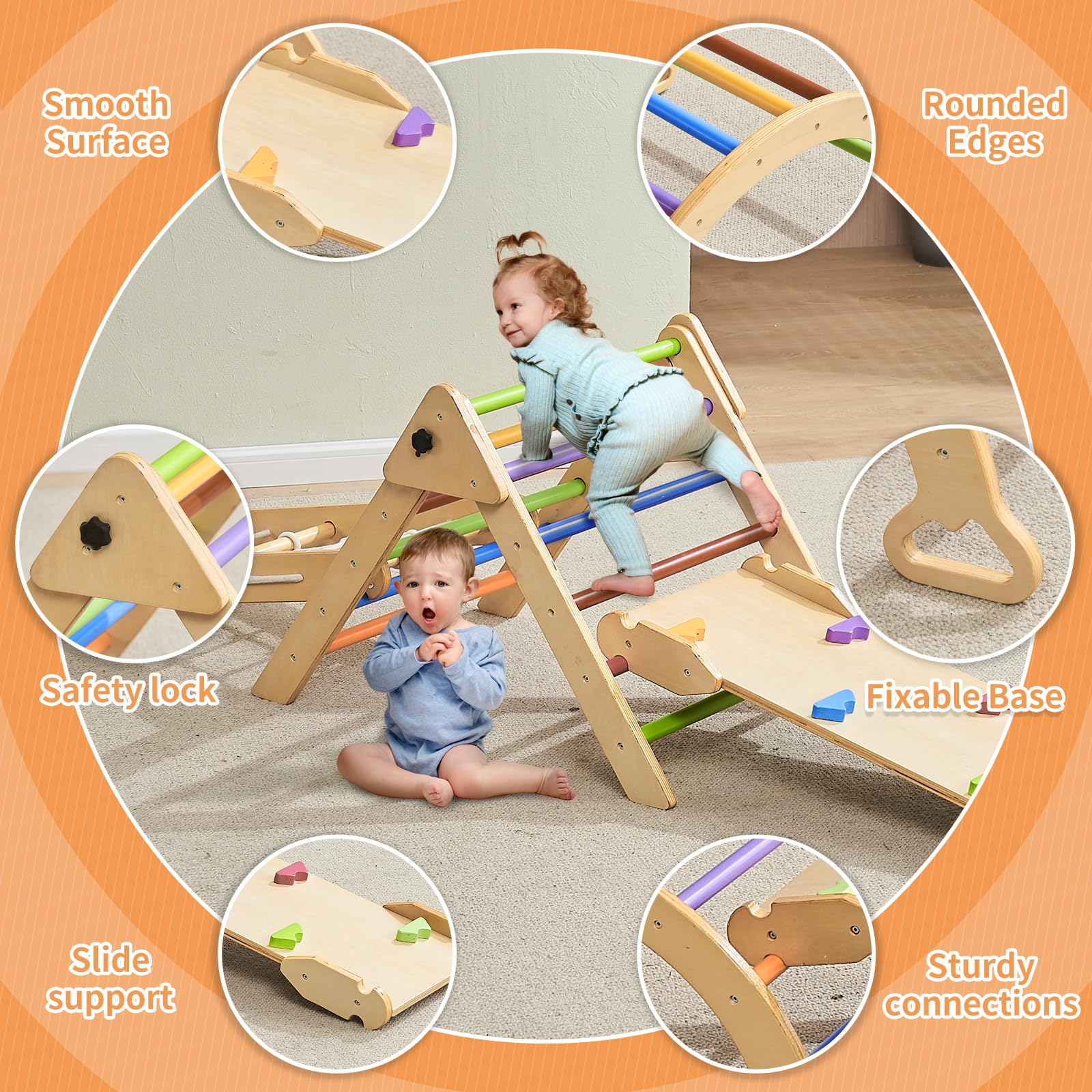 Exersaucer For Babies 7-in-1 Triangular Set Of 3, Baby Climbing Toys W ...