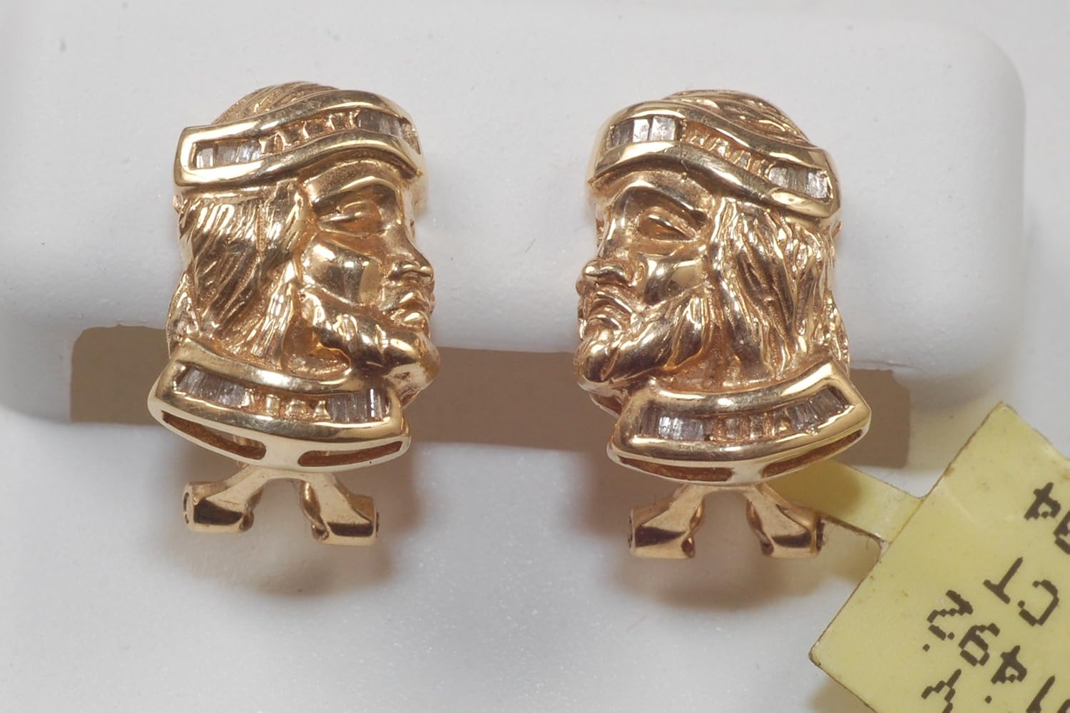 Amazon.com: 14k Yellow Gold Diamond Men Stud Earring Jesus Head: Ear ...