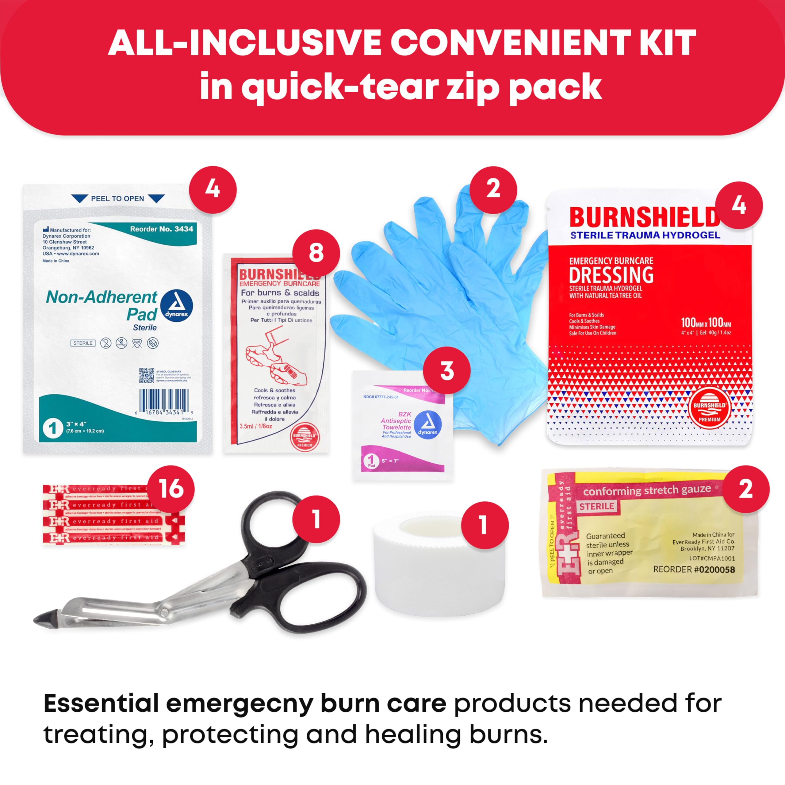 Mua Ever Ready First Aid Emergency Burn Kit in Compact First Aid All-Purpose Resealable Pack for ...
