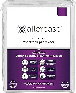 Amazon.com: AllerEase Ultimate Allergy Protection and Comfort Zippered Mattress Protector, Queen ...