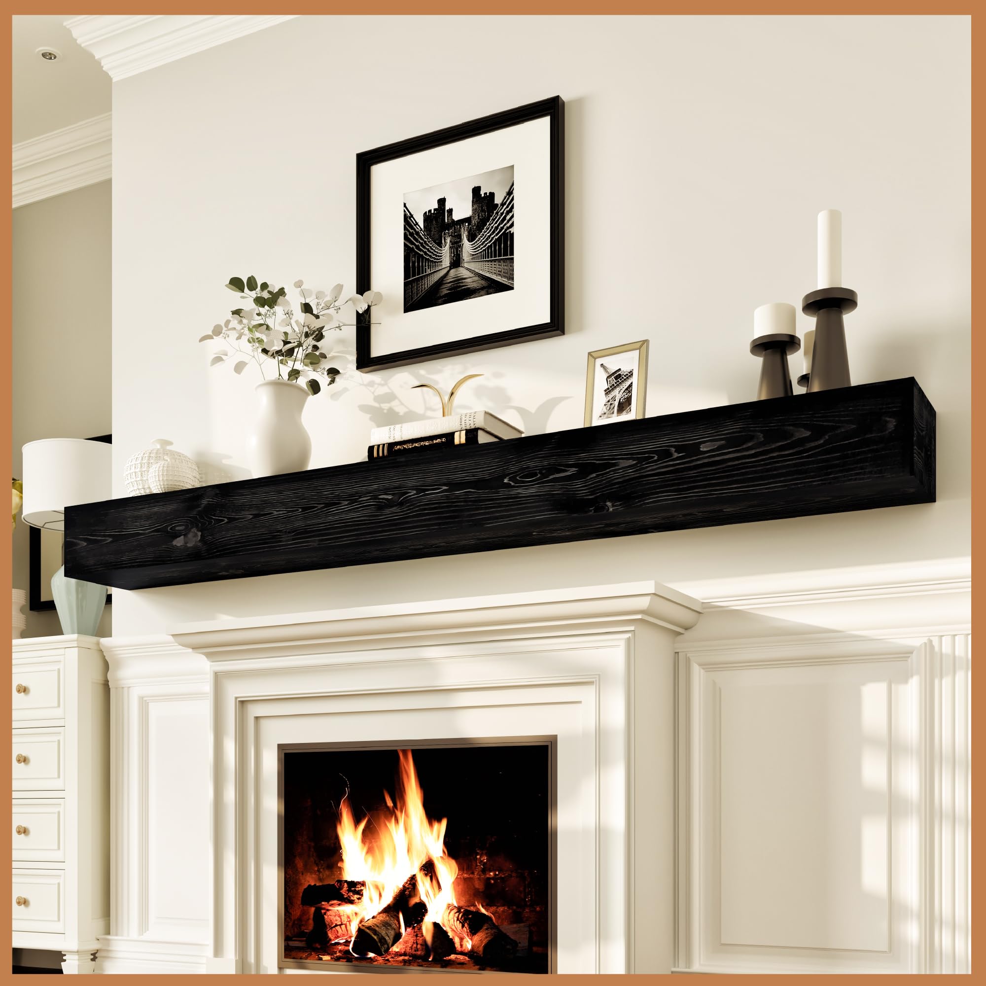 Avana Rustic Fireplace Mantle Shelf 84 Inches for Home Decor/Wall Decor ...