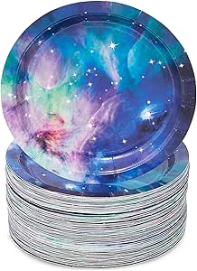 Amazon.com: Galaxy Paper Plates for Outer Space Party (7 In, 80 Pack ...