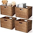Amazon.com: Menkxi 4 Pcs Stackable Wood Storage Cube for Shelves Closet ...