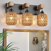 ILLMTW 3-Light Bathroom Vanity Lights Over Mirror,Farmhouse Wood Vanity ...