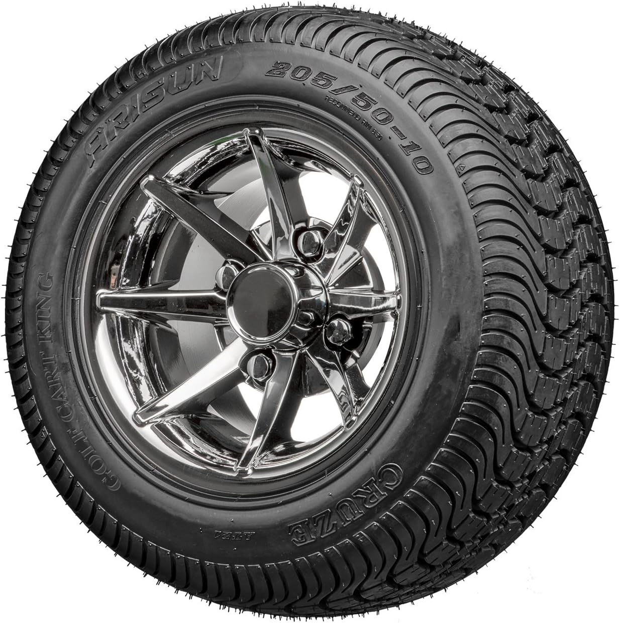 Amazon.com: 10" Classic Chrome Golf Cart Wheels and Low Profile Tires ...
