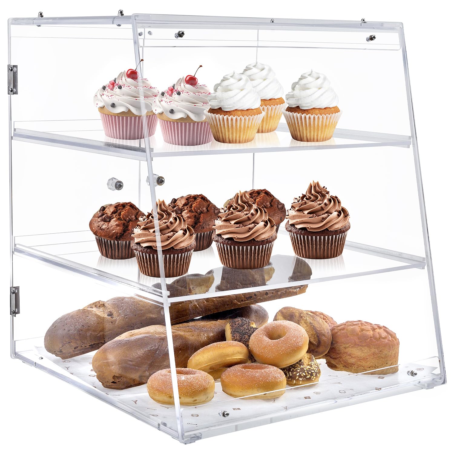 MyGift 3 Tier Premium Clear Acrylic Bread Box, Professional-Grade ...