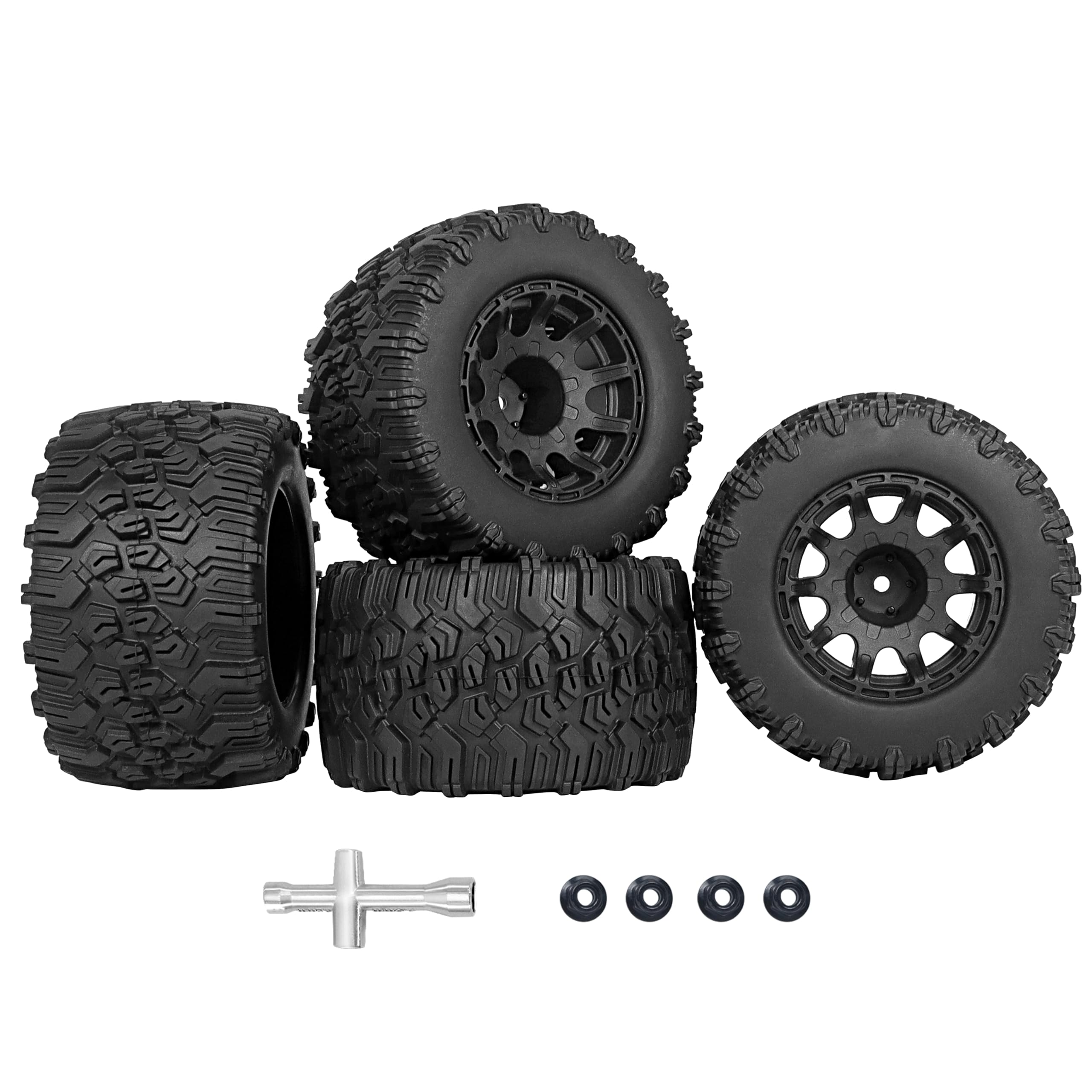 RCMOXETO 12mm Hex RC Tires and Wheels for Traxxas Rustler 4x4 vxl Tires ...
