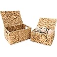 Amazon.com: Wicker Storage Baskets with Lid, Set 2 Basket With Lid ...