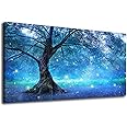 Blue Tree Canvas Wall Art for Living Room Wall Decor, Fantastic Forest ...