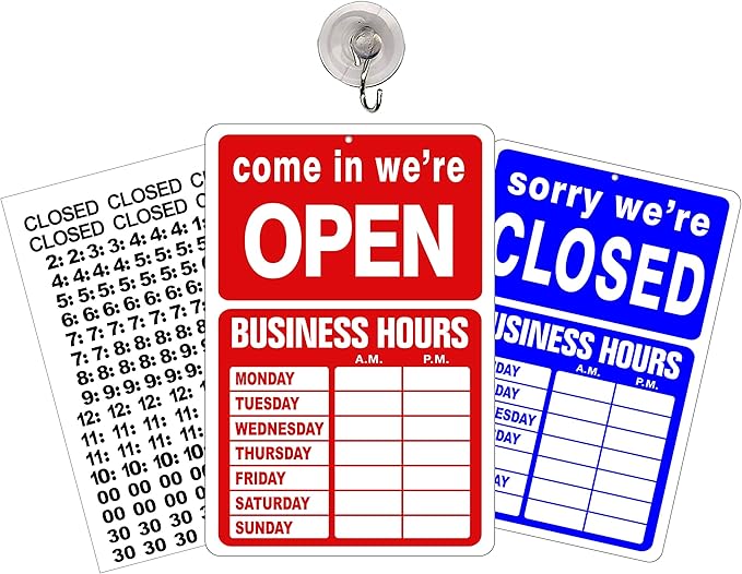 Open Closed Sign Business Hours Notice: Amazon.co.uk: Office Products
