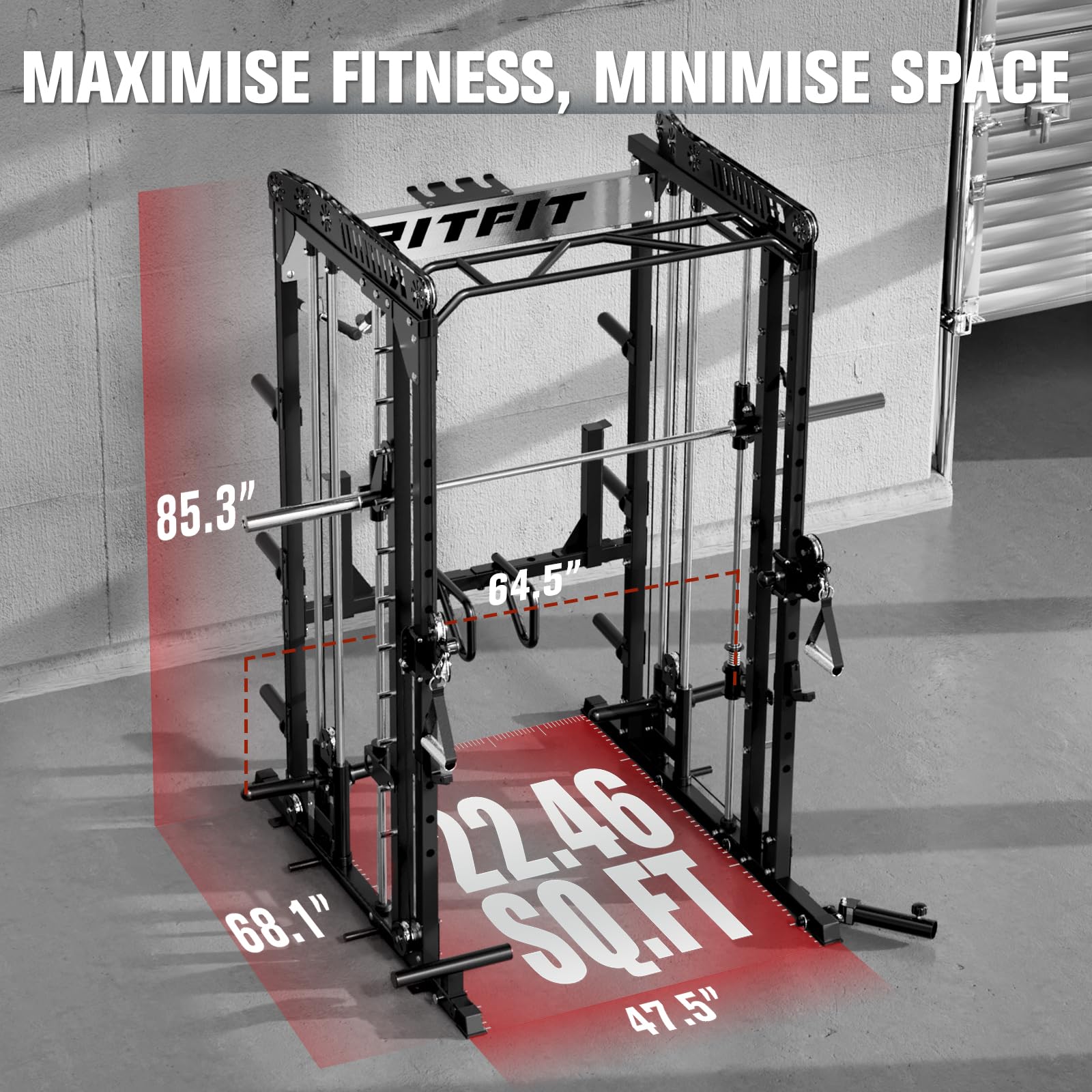 RitFit M1 Pro Smith Machine With Cable Crossover System, Multi-Function ...