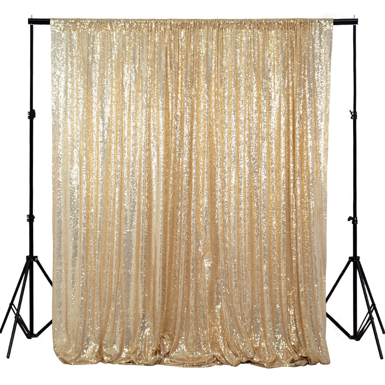 ShinyBeauty PHOTOBOOTH Backdrop - 4FTx7FT - Light Gold Sequin Fabric ...