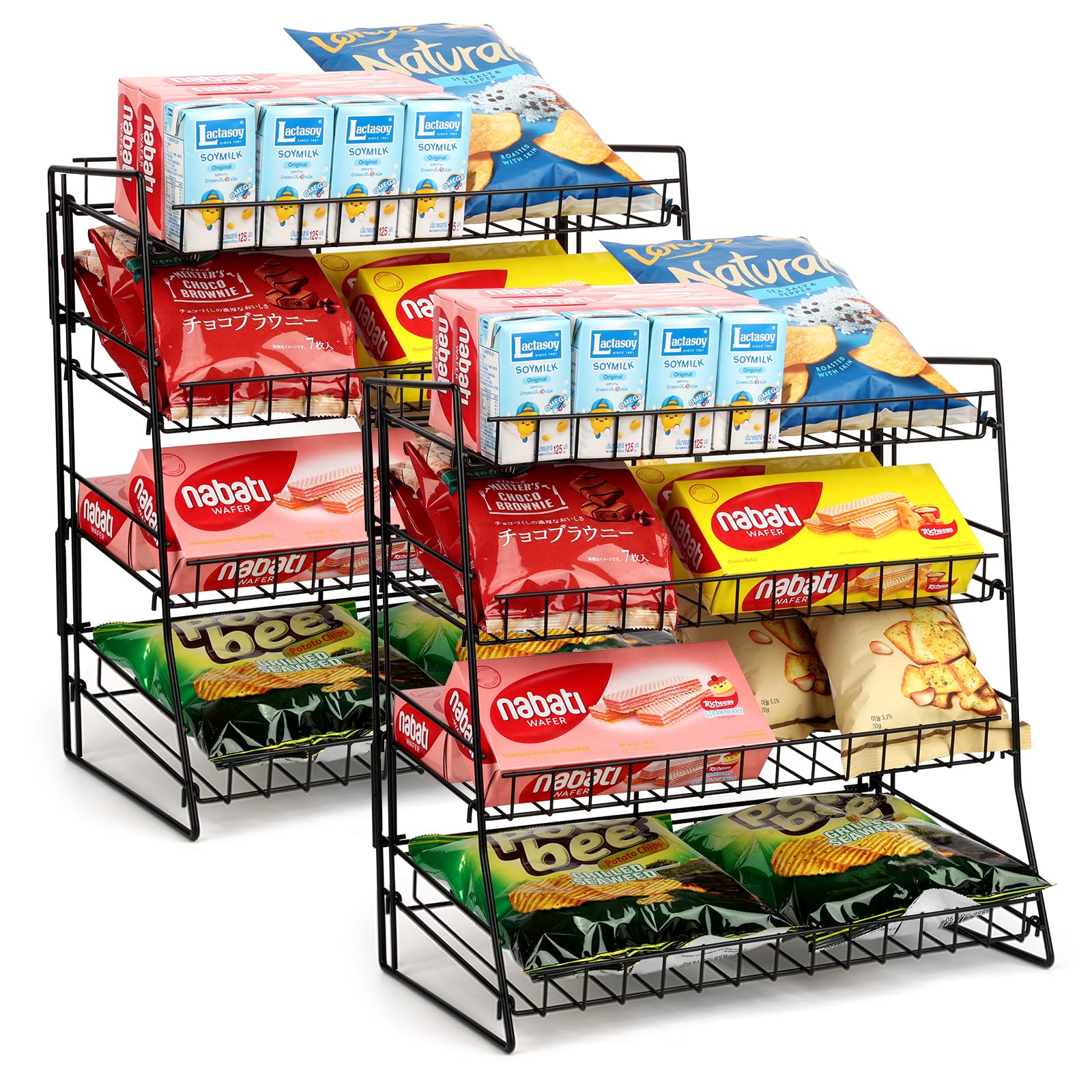 Liaakrr 2 Pack Candy Display Rack, Metal Snack Rack Display Stand ...
