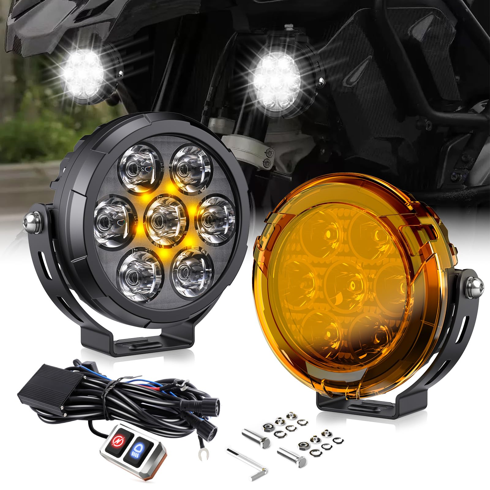 COLIGHT 4.5 Inch Motorcycle LED Driving Lights - 100W 25000 LM Round ...