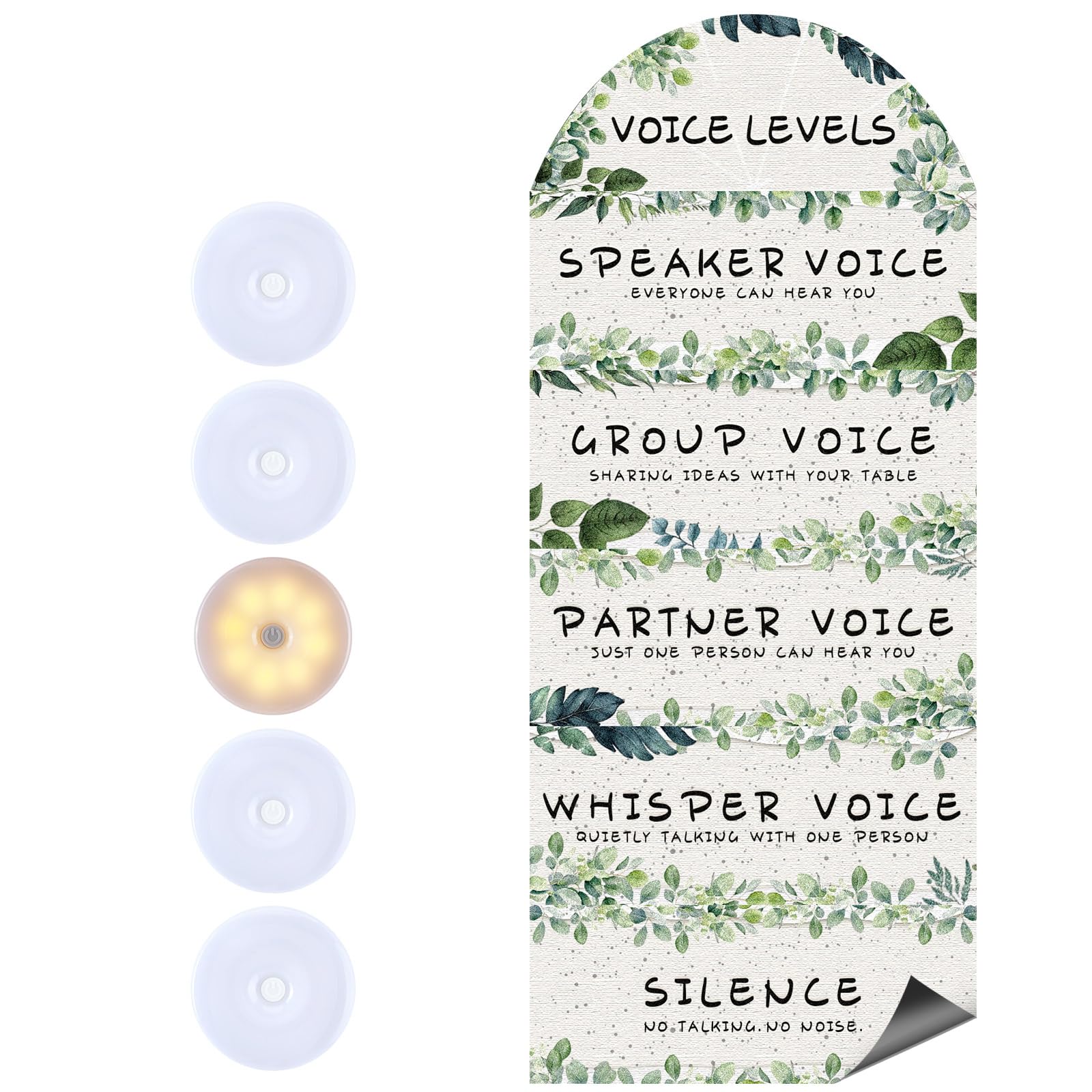 Dunzoom Voice Level Chart Poster Classroom and Push Lights Include ...