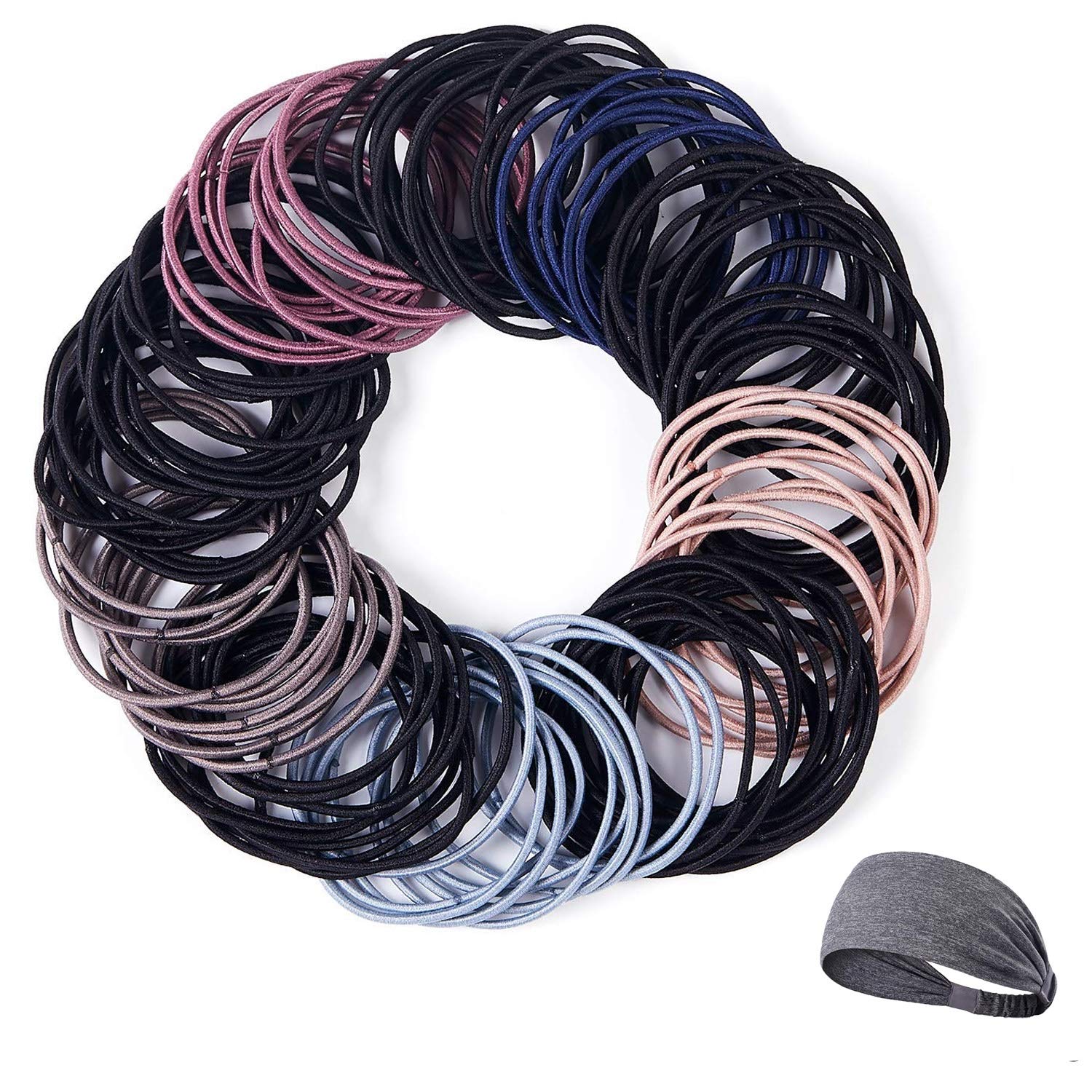 Amazon.com : Women's elastic hair band in 6 colors, 100 rubber ...