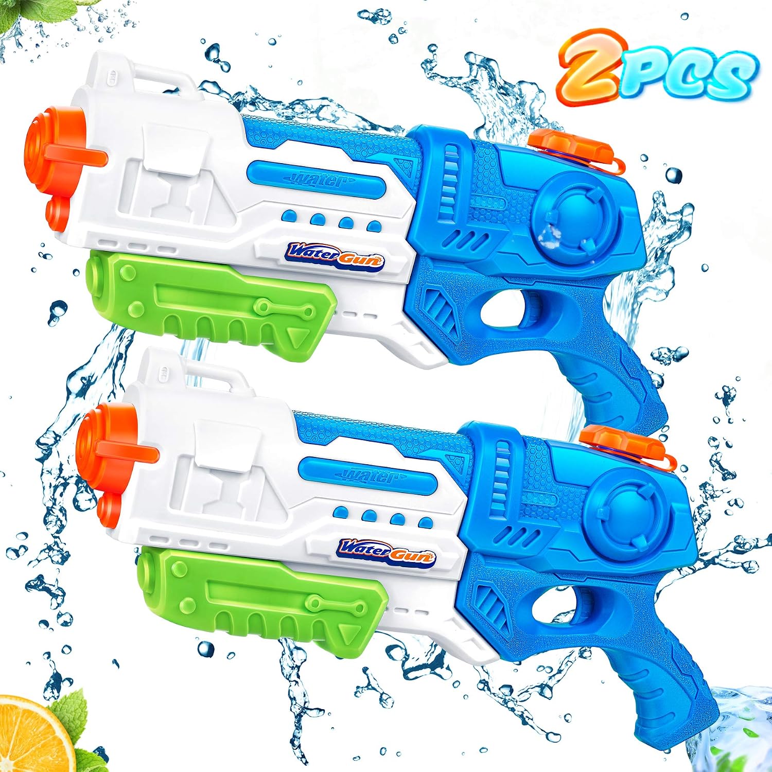 lenbest 2 Pack Water Gun for Kids, Powerful Water Pistol with 900ML ...