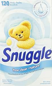 Snuggle Dryer Sheets Fabric Softener, Free and Soft, 120ct, 120 count ...