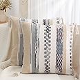 Amazon.com: Simmore Boho Decorative Throw Pillow Covers 18x18 Set of 2, Tufted Farmhouse Pillow ...