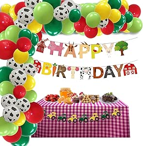 Amazon.com: Farm Party Supplies Farm Animals Birthday Decorations Cow ...