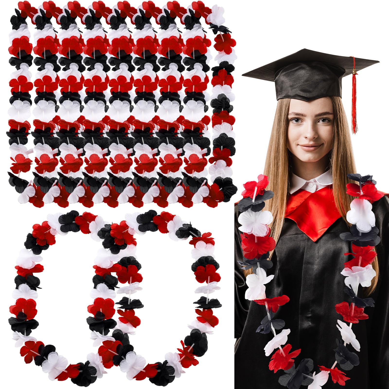 Zeyune 20 Pcs Bulk Graduation Leis Class of 2025 Hawaiian Leis Flower ...