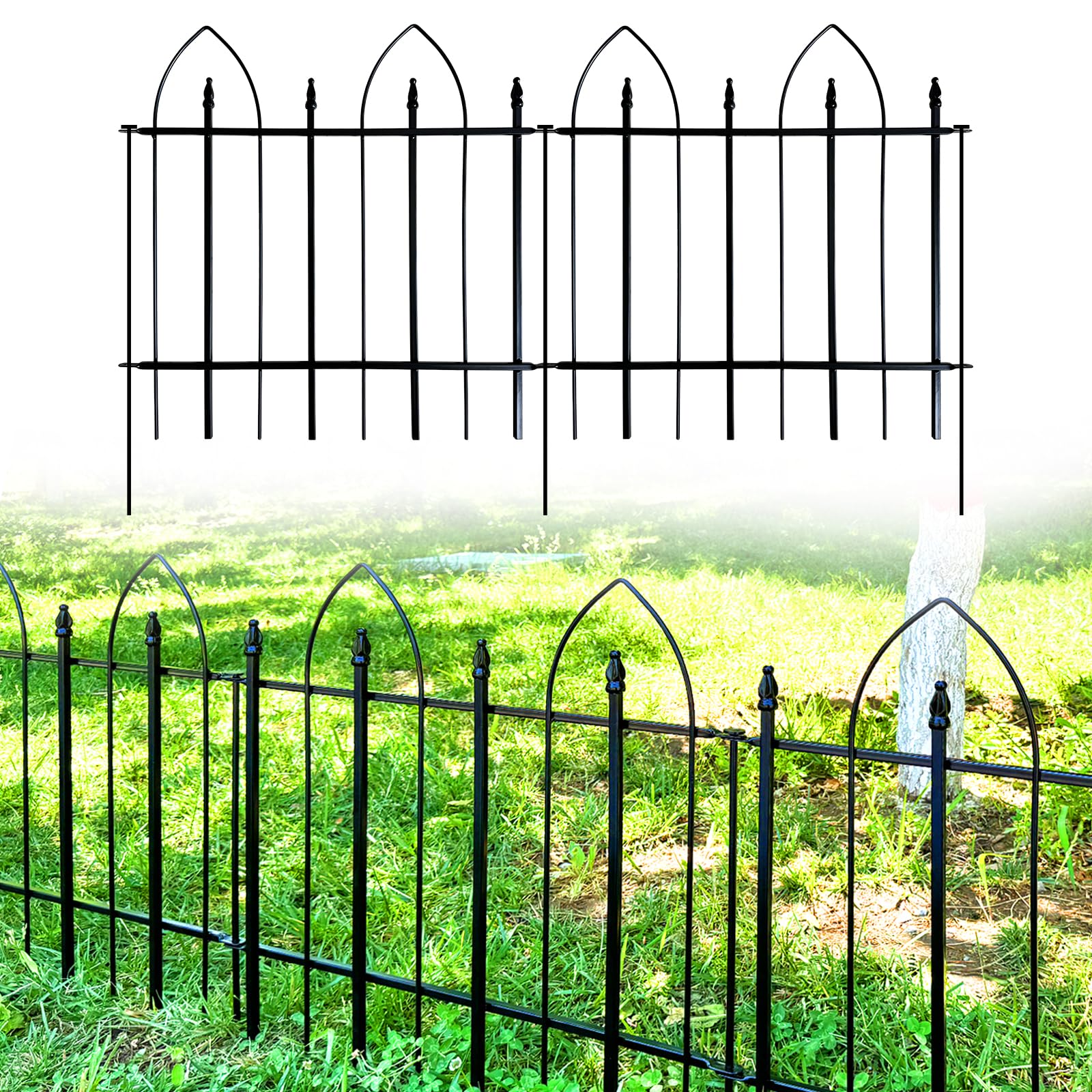 Thealyn Metal Decorative Garden Fence 24" Wide x 24" High (5 Panels ...