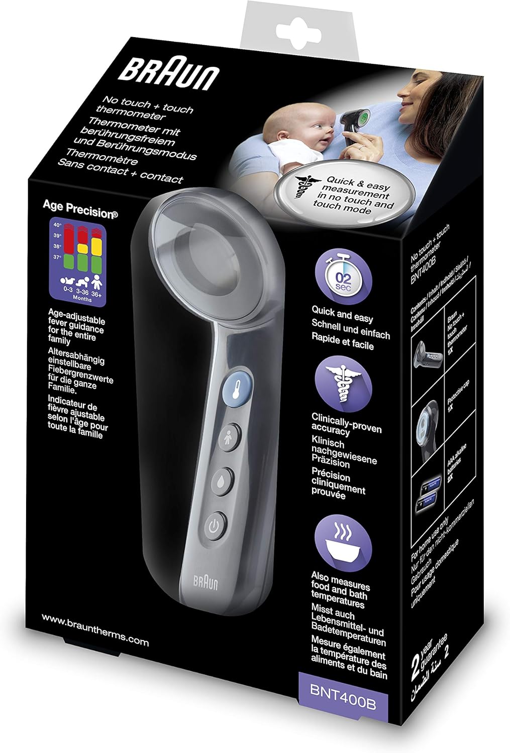 Braun BNT400B No Touch + Touch thermometer with Age Precision Black edition – BigaMart