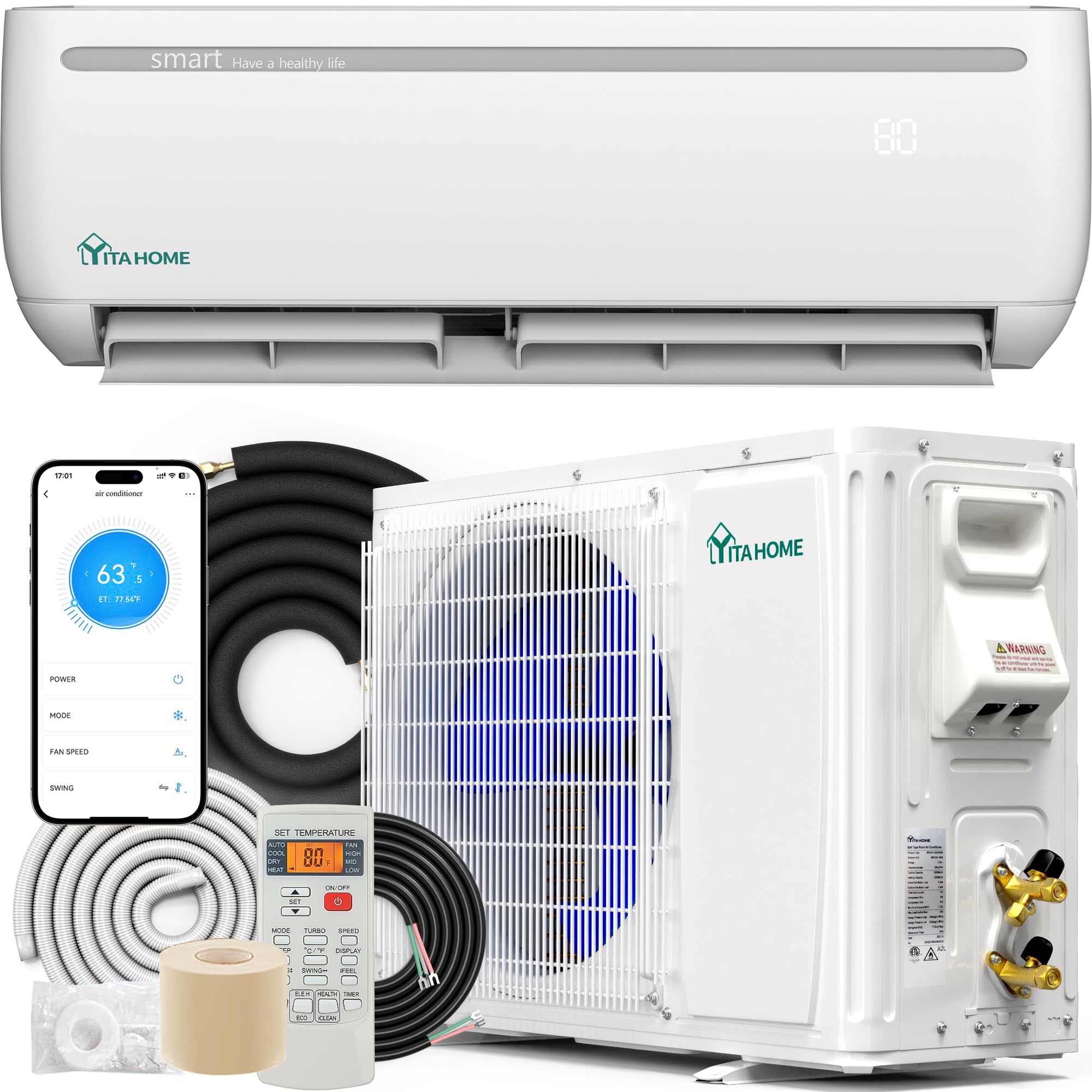 YITAHOME 12000 BTU Mini Split Air Conditioner Heat Pump System Wifi