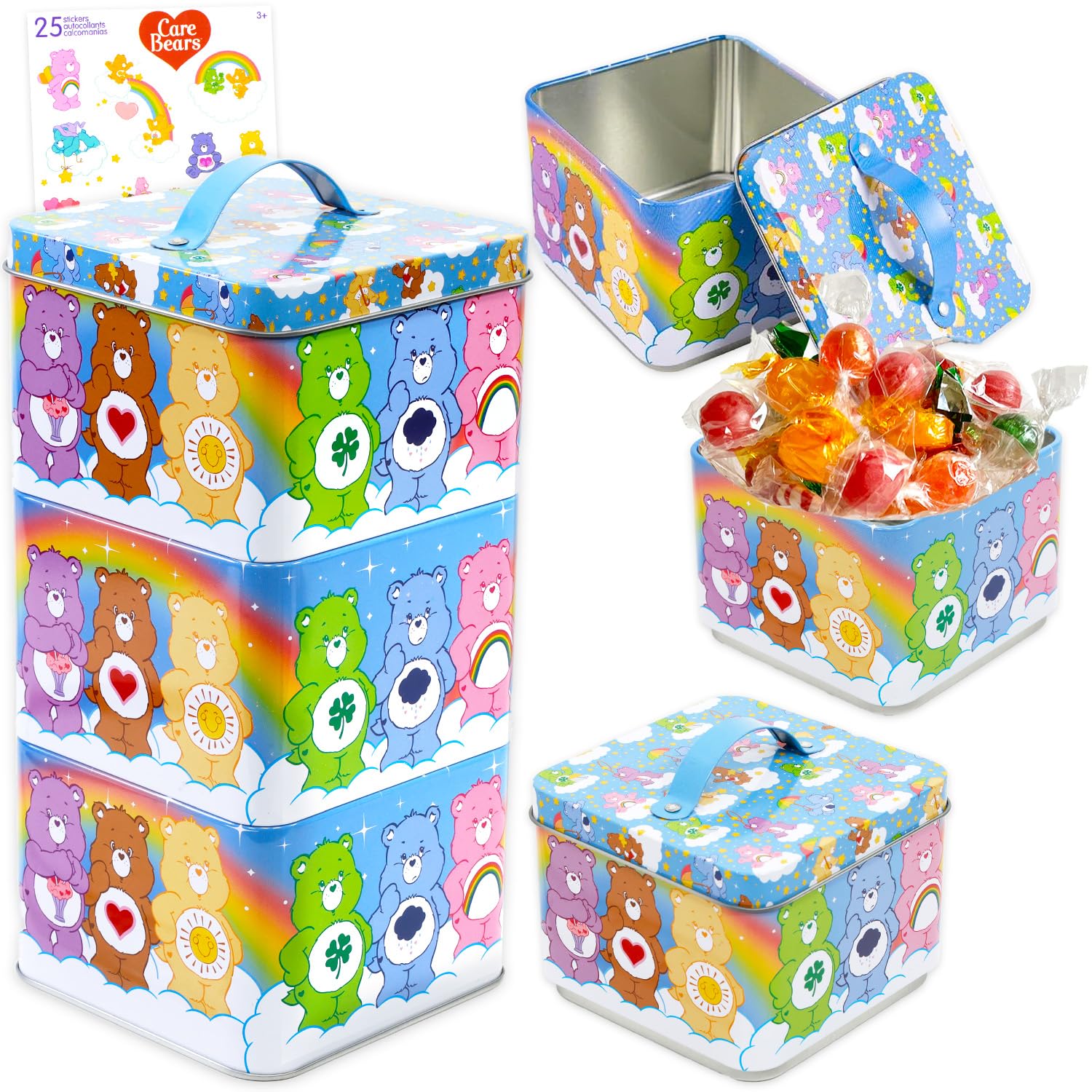 Care Bears Stack Store And Carry Stackable Tin Box Set - Bundle of 3 Stackable Food Storage ...