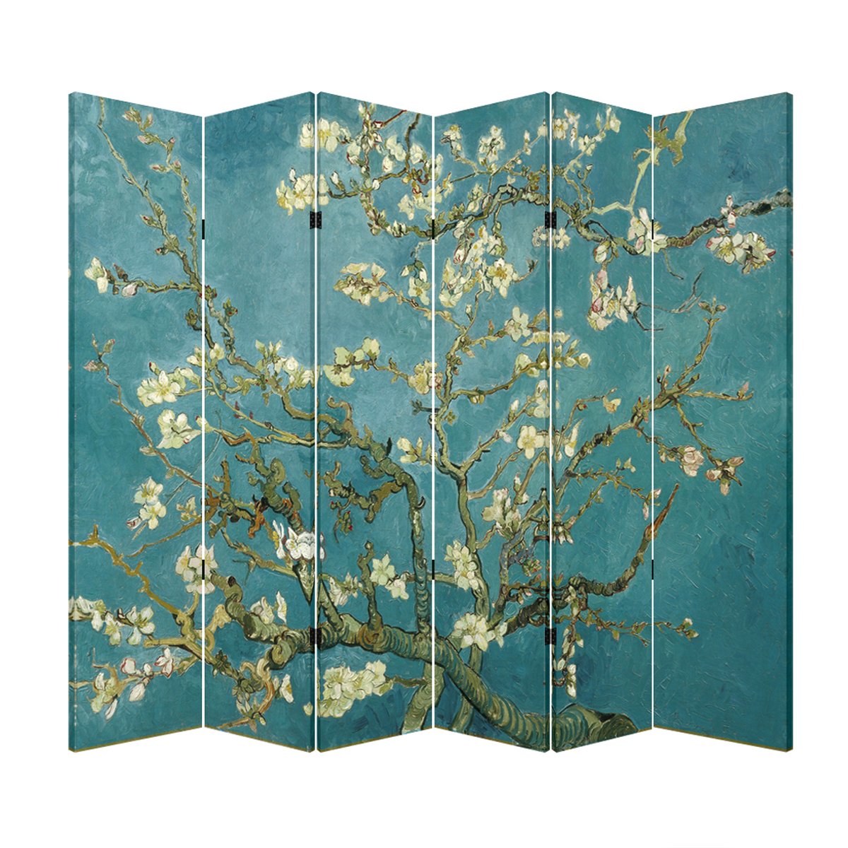 6 Panel (Original Teal Color) Wood Folding Screen Decorative Canvas ...