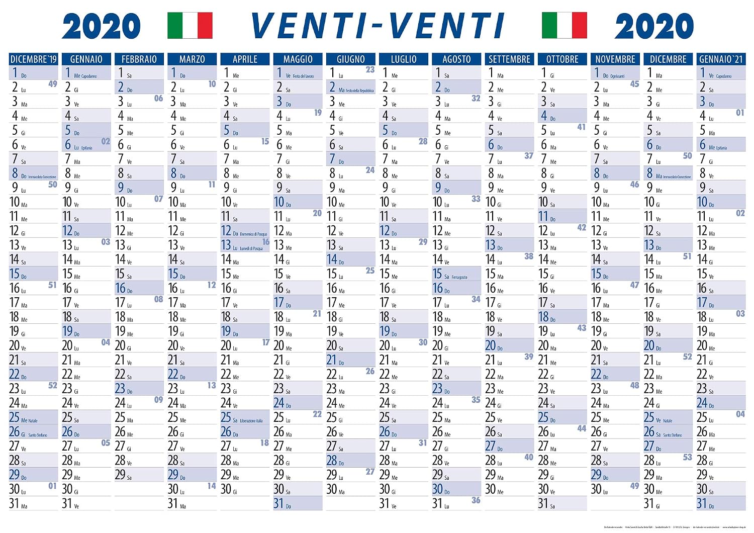 Calendari da muro 2 pezzi calendario anno Planner poster Calendari per ...