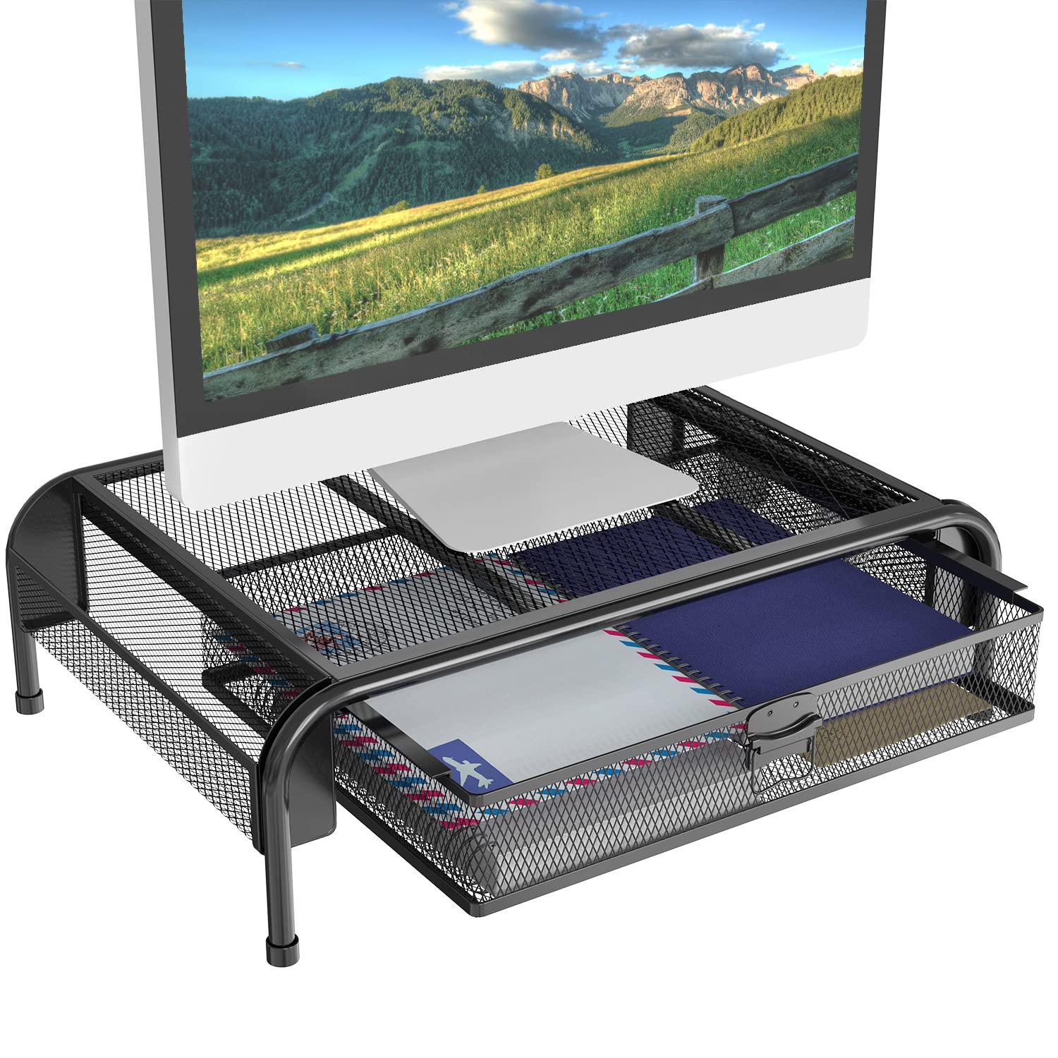 WALI Ventilation Monitor Riser, Metal Mesh Computer Monitor Stand Riser ...