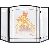 Amazon.com: JIMUOO Fireplace Screen Stand Alone, 3-Panel Wrought Iron ...