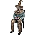 Amazon.com: Spirit Halloween 4.5 Ft Scary Sitting Scarecrow Animatronic ...