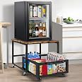 Amazon.com: WOUDY Mini Fridge Cart with Storage and Wheels, Mini Fridge ...