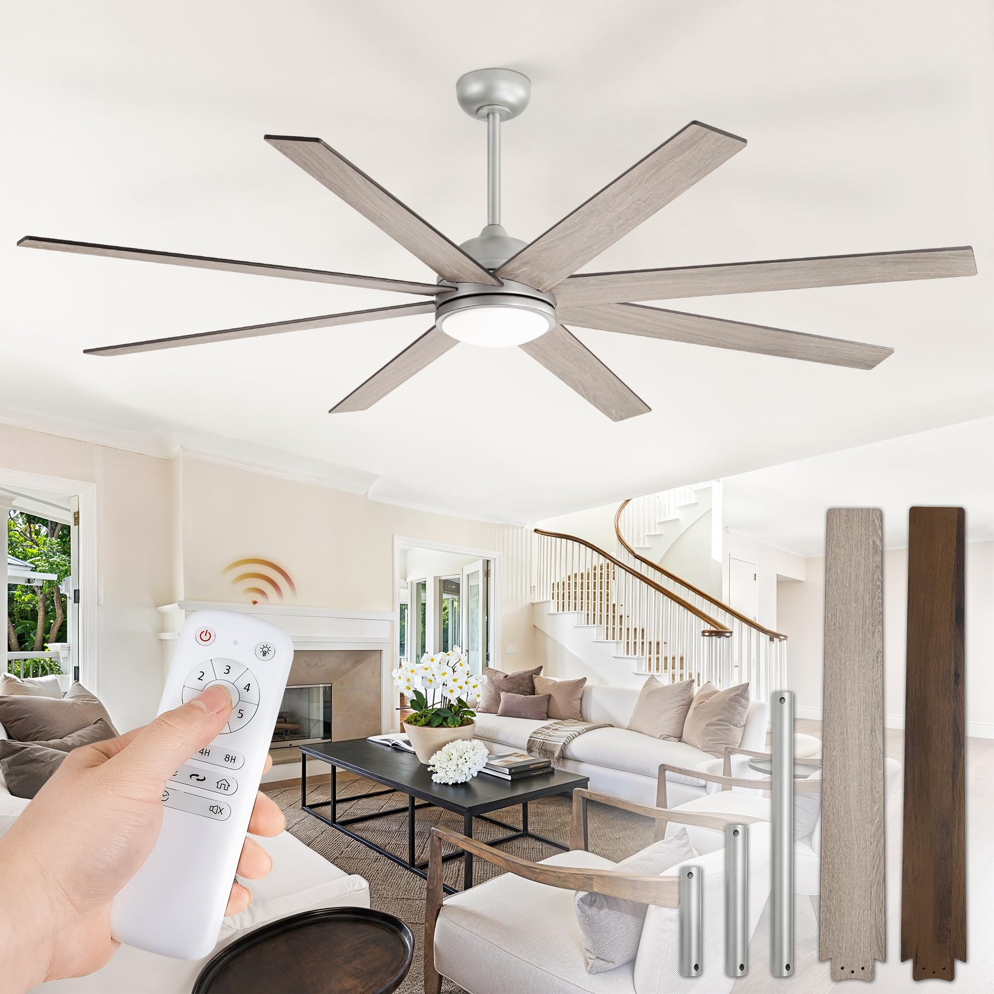 Fanbulous Ceiling Fans with Lights, 72 inch Large Ceiling Fan with ...