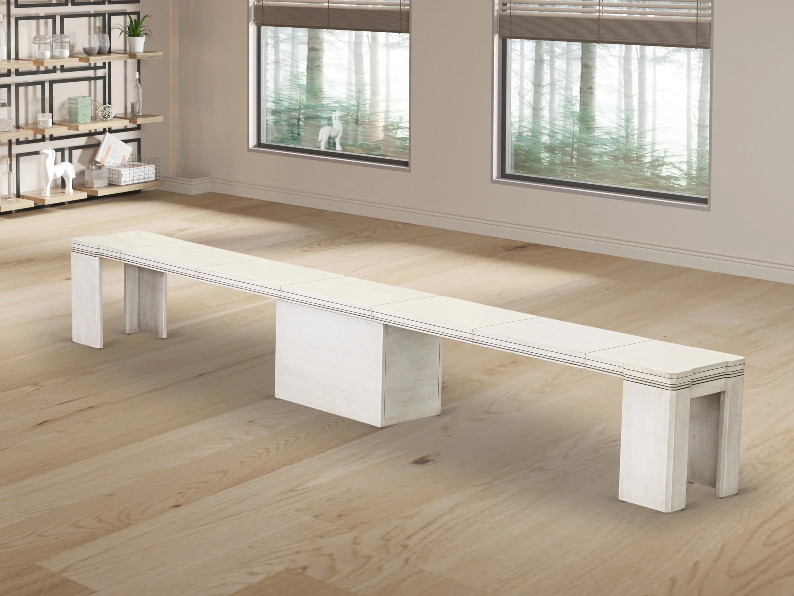Luxe by East West Furniture XTB-AWH-W - Extendable Dining Bench ...