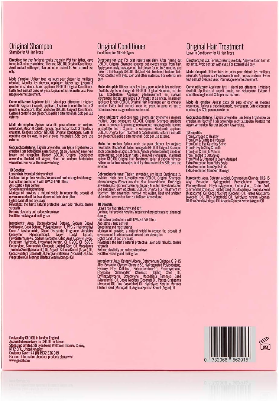 GEO OIL Original Trio Gift Set – Contains 1 x Original Shampoo 300ml, 1 ...