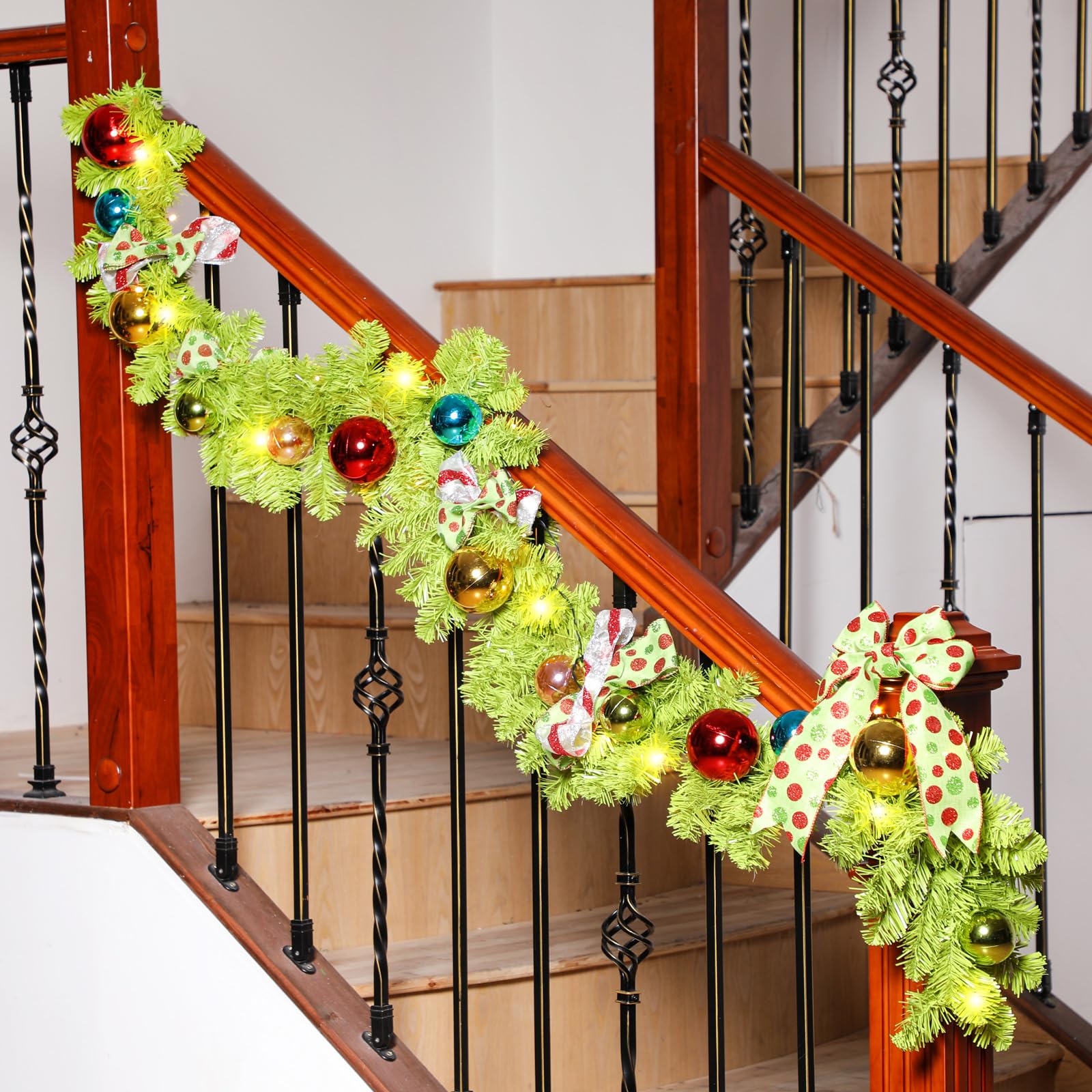 Jutom Lime Green Ornament Garland Whimsical Christmas Garland with ...