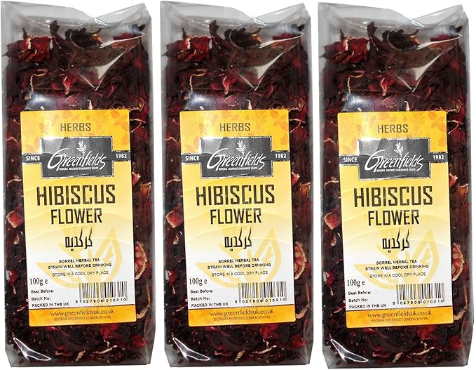 Hibiscus Flower Herbal Tea/Sorrel Tea - 3 x 100g Bags - Greenfields ...