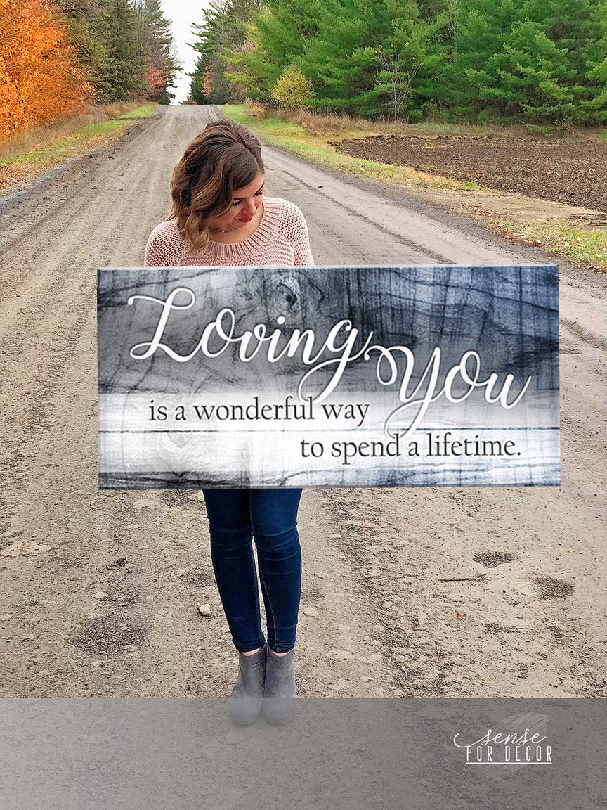 Sense Of Art Above Bed Lovers | Couples Wall Decor Wood Framed Canvas ...