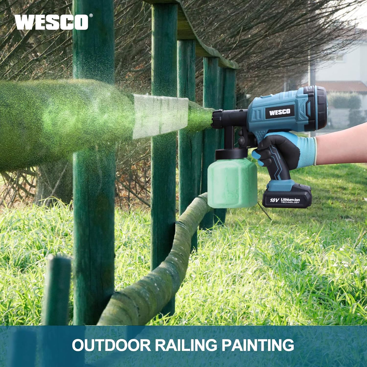 Paint Sprayer, WESCO 18V 2.0AH 500ml/min Paint Spray Gun with 2.5mm ...