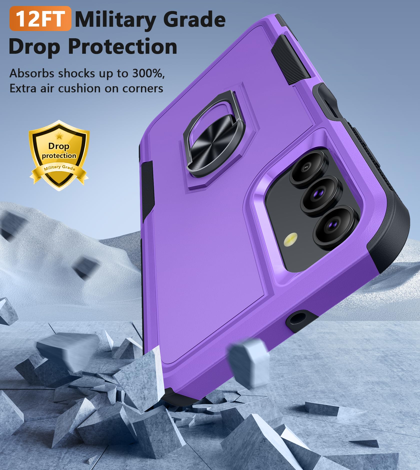 FNTCASE for Samsung Galaxy A15-5G Case: Dual Layer Shockproof Protective Cell Phone Cover with ...