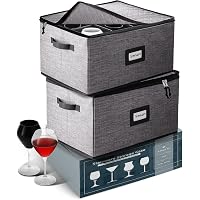 Amazon.com - Wine Glass Storage Box with Dividers – 2 Pack Stackable ...