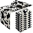 Amazon.com: Kingdder 8 Pcs Linen Cow Print Table Runner Farm Black and ...